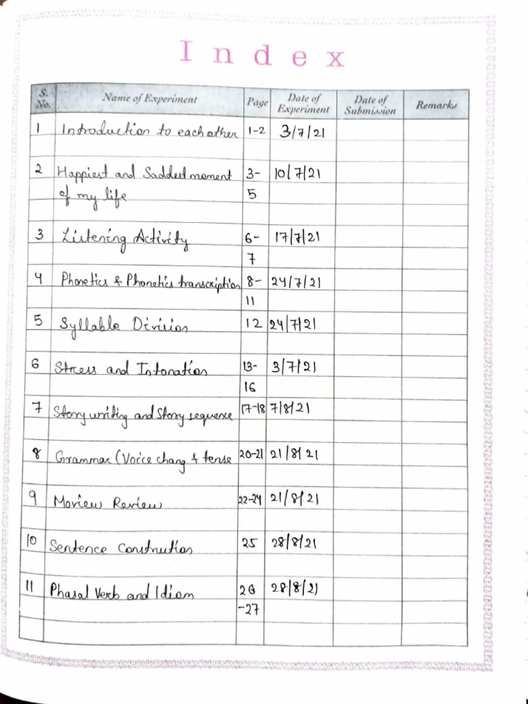 English Lab Record (Recommended) | PDF