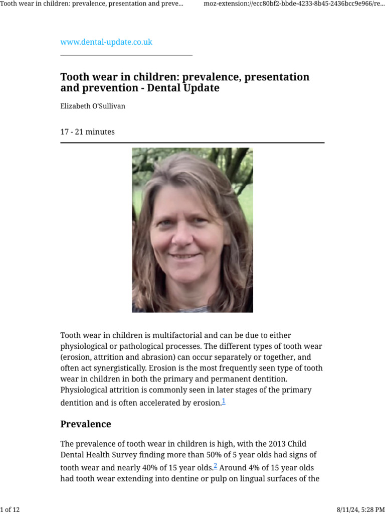 Tooth Wear in Children: Causes & Prevention | PDF | Human Tooth | Mouth