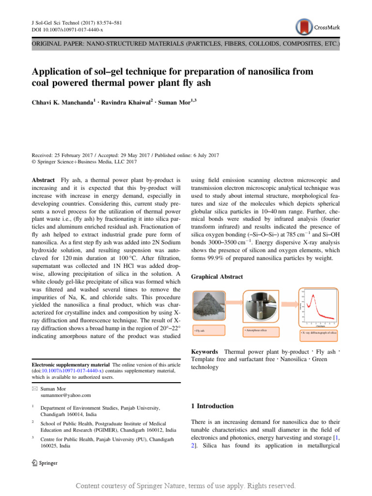 Application of Sol-gel Technique for Preparation o | PDF | Silicon ...