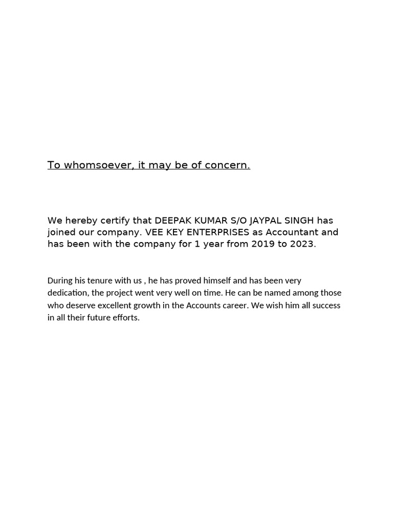Experience Letter | PDF