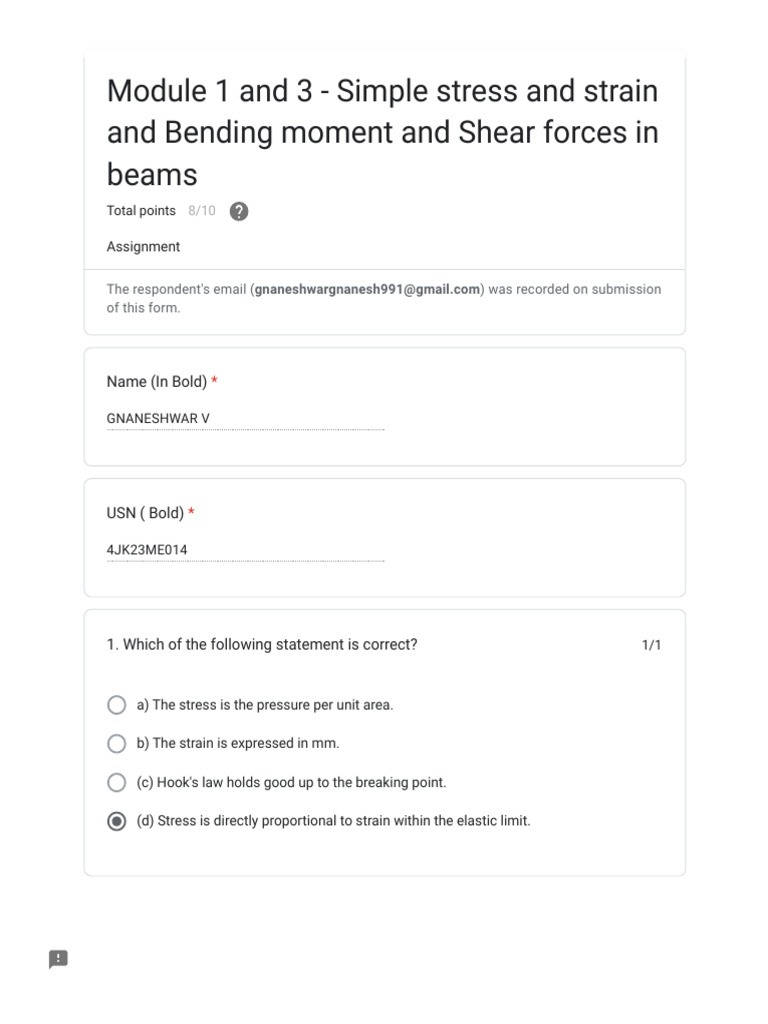 Module 1 and 3 - Simple Stress and Strain and Bending Moment and Shear ...