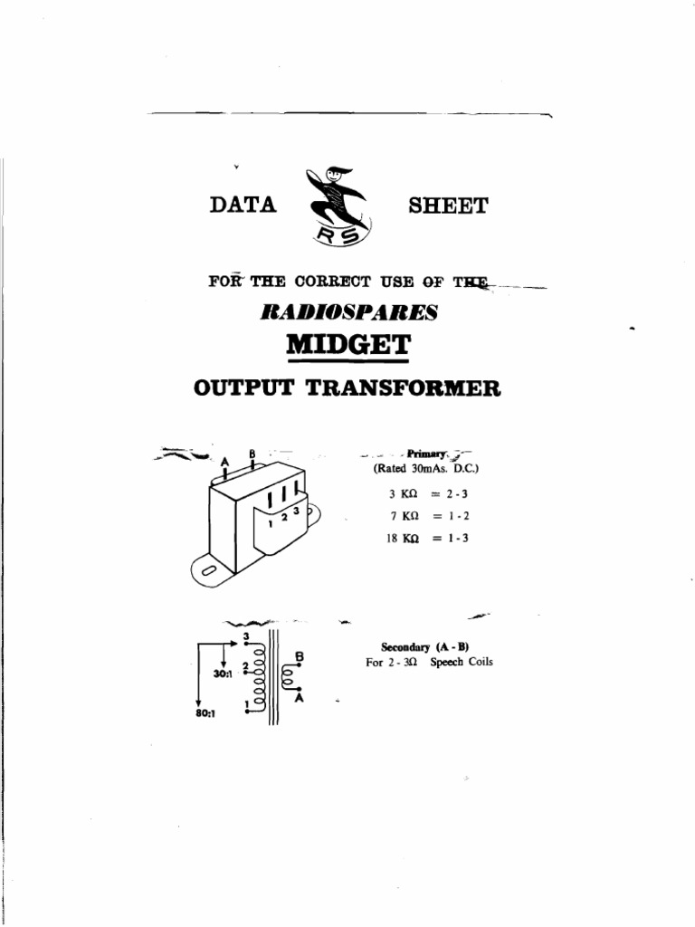 Data Sheet for Midget Output Transformer | PDF