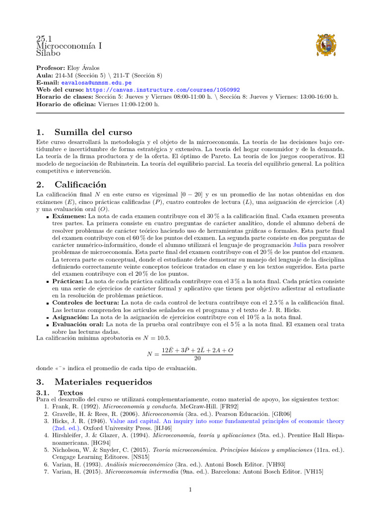 Silabo Microeconomía Iii | PDF | Teoría de juego | Ciencias económicas