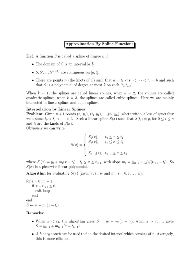 Spline | PDF | Spline (Mathematics) | Algorithms