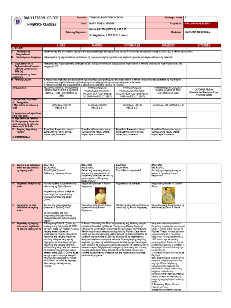 Daily Lesson Log | PDF