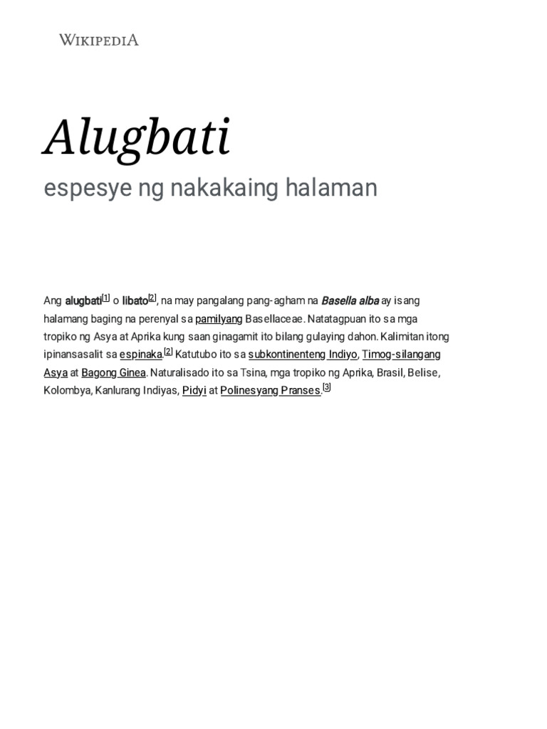 Alugbati - Wikipedia, Ang Malayang Ensiklopedya | PDF