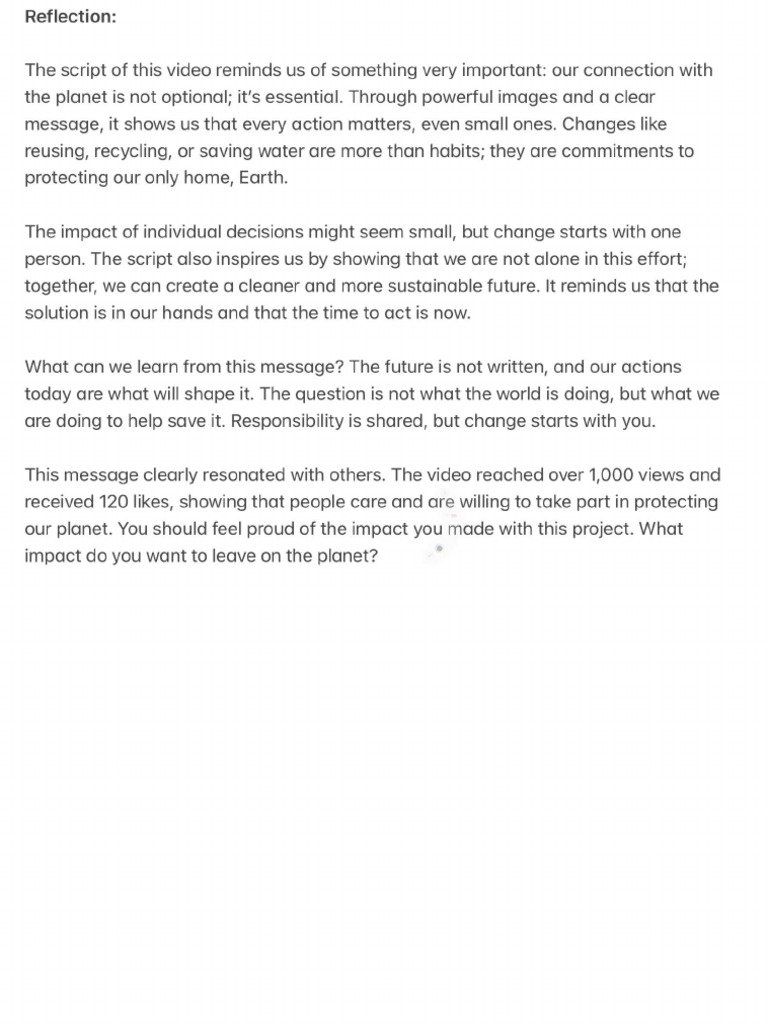 Ecology and Geography Reflection | PDF