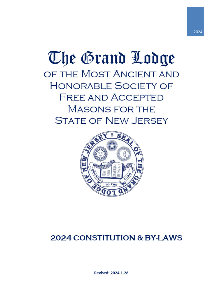 NJ Masons 2024 Constitution & By-Laws | PDF | Masonic Lodge | Freemasonry