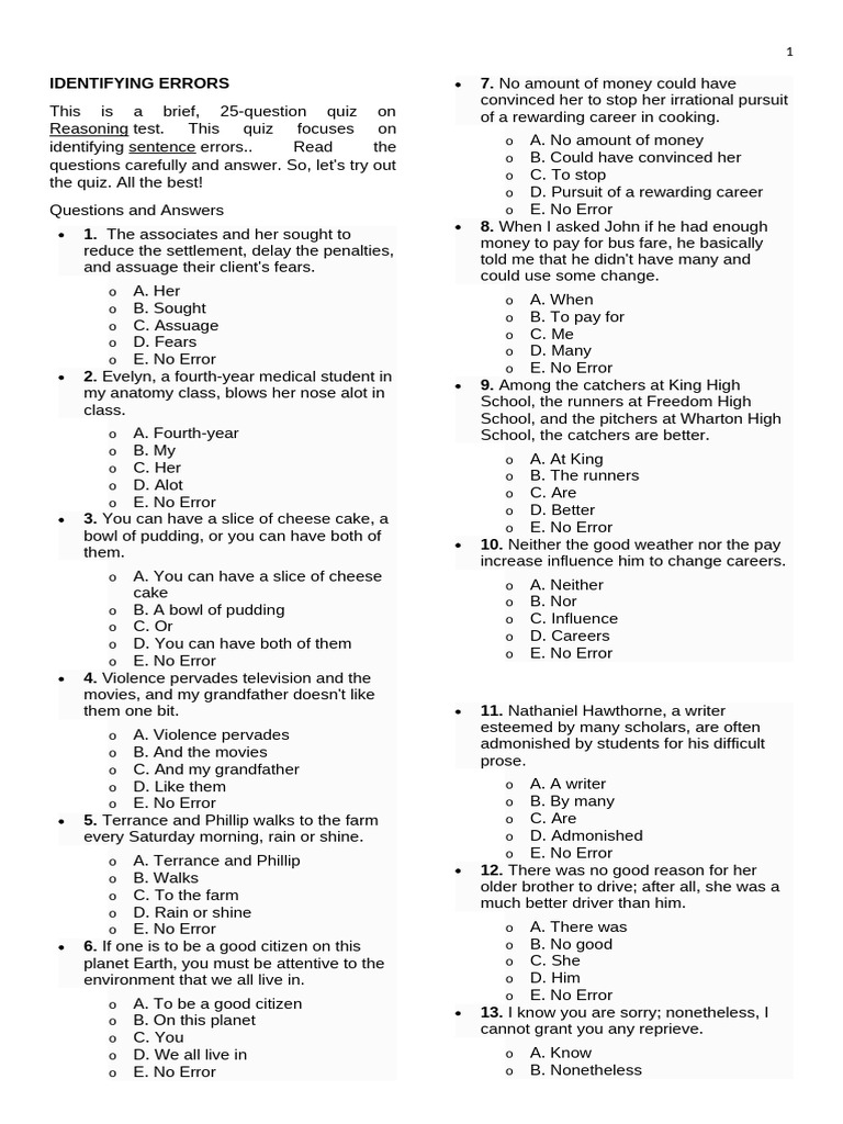 Dost- Identifying Errors 2 | PDF | Jokes