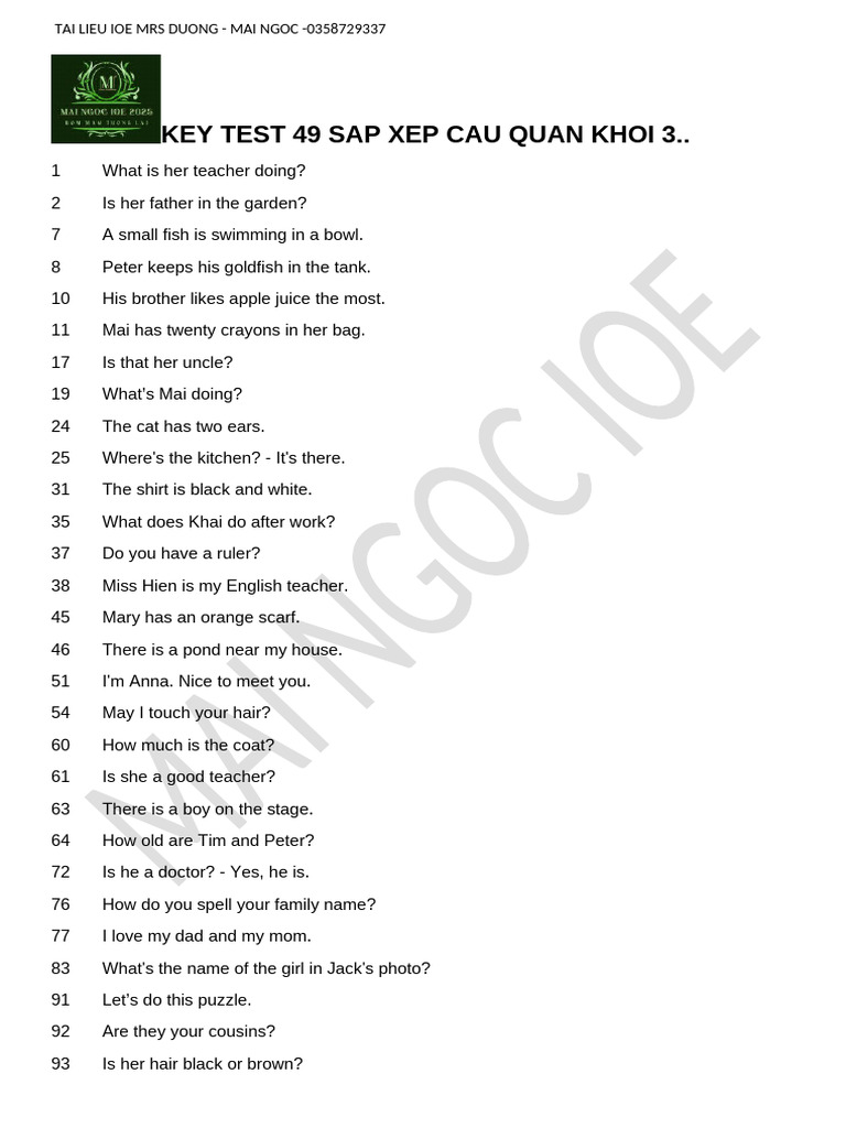 Key Test 49 Xep Cau Quan 3 | PDF