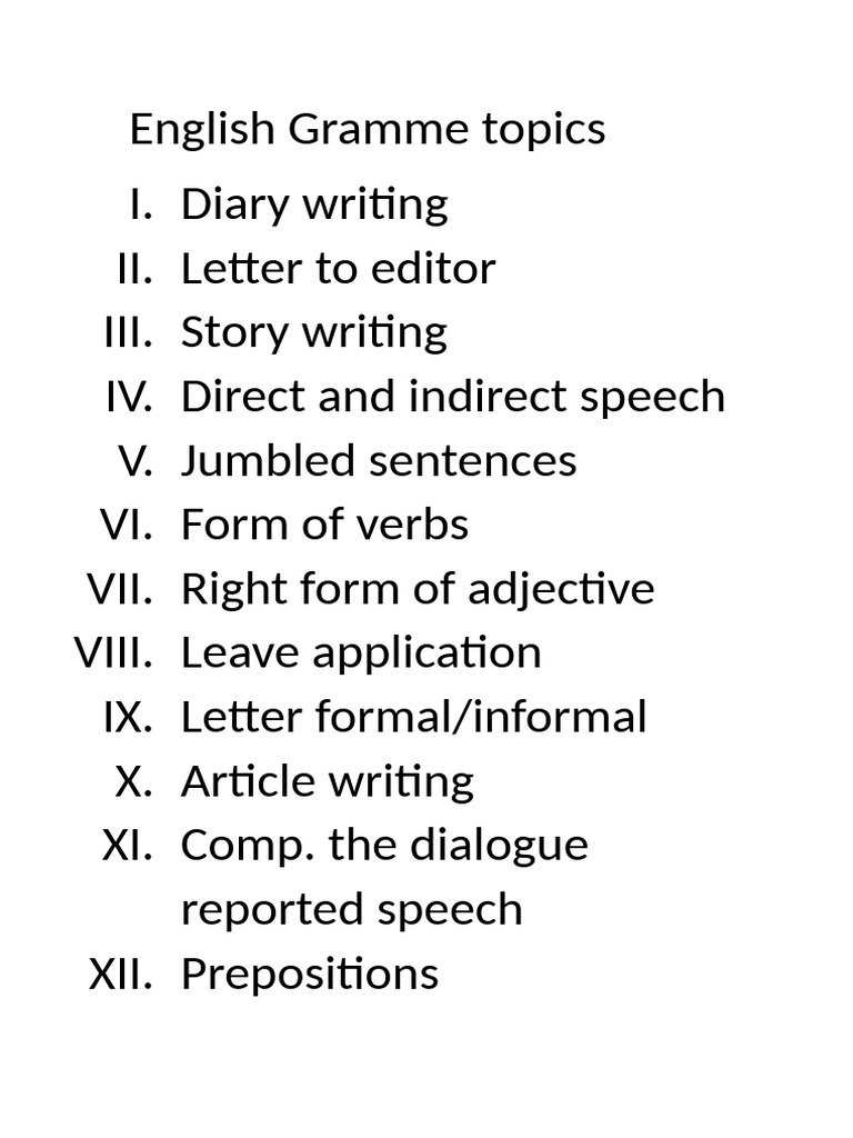 English Gramme Topics | PDF