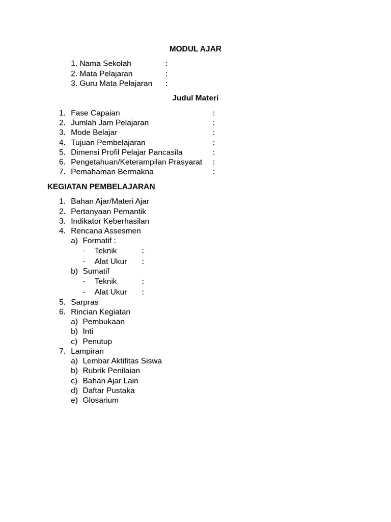 Format Modul Ajar | PDF