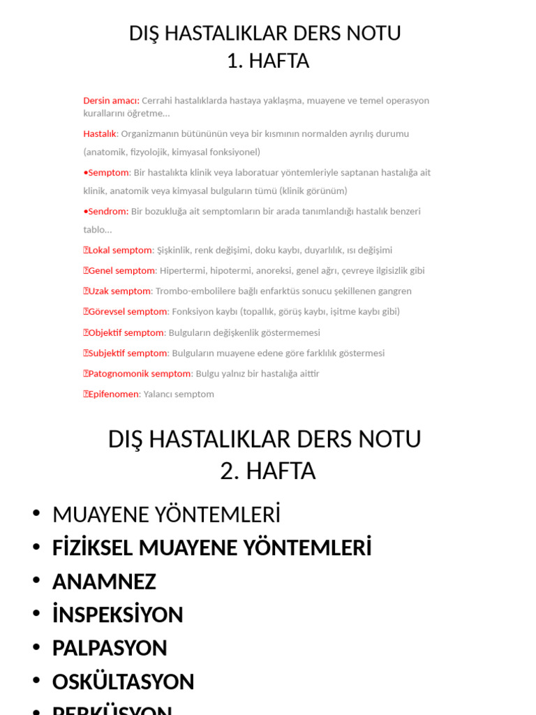 Dış Hastalıklar Ders Notu | PDF