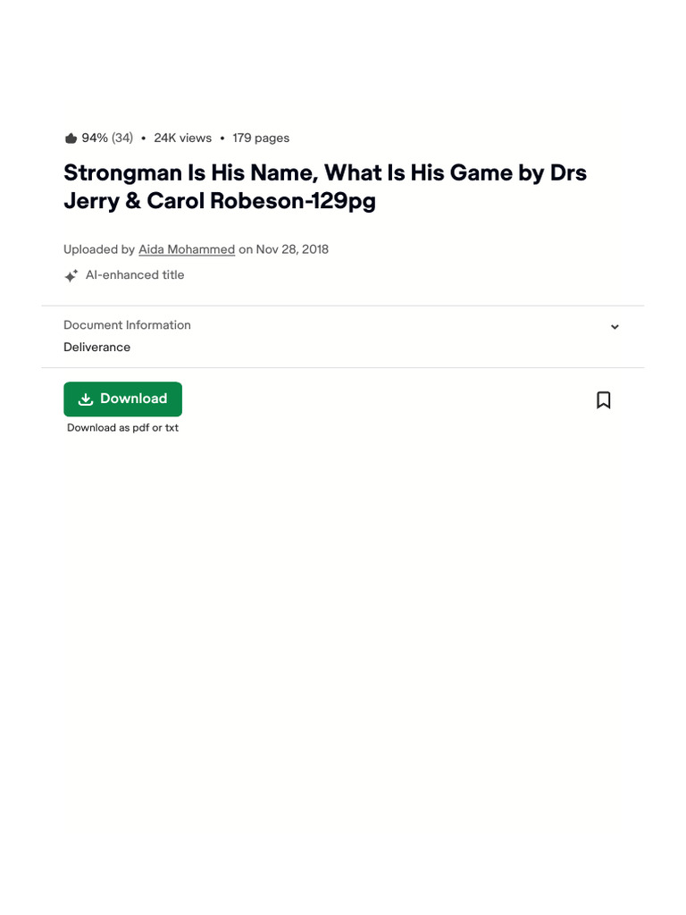 Strongman Is His Name: Insights & Strategies | PDF | Deliverance ...