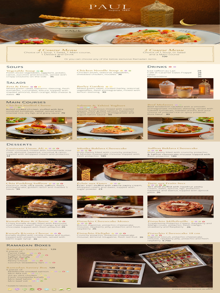 Paul Menu Dubai: Ramadan Offerings | PDF | Cheesecake | Foods
