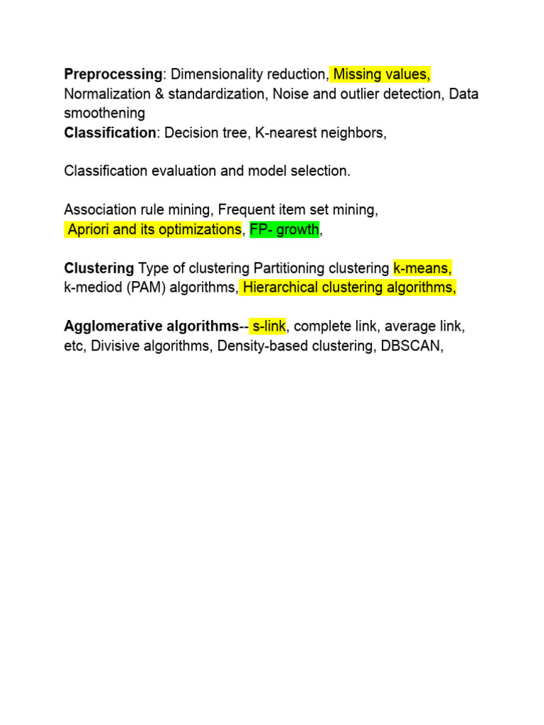 Data Preprocessing and Machine Learning Techniques | PDF