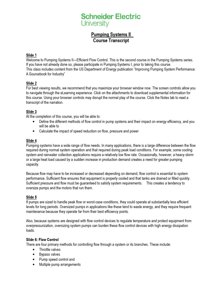 Pumping Systems II Transcript | PDF | Pump | Electric Motor