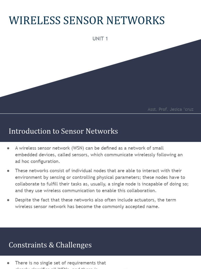 Unit 1 - Wireless Sensor Networks | PDF | Wireless Sensor Network | Microcontroller
