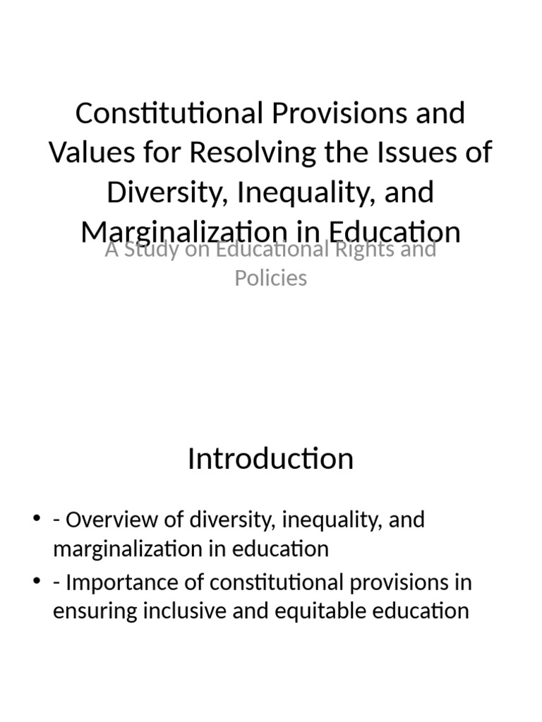 Constitutional Provisions Education | PDF | Social Exclusion ...