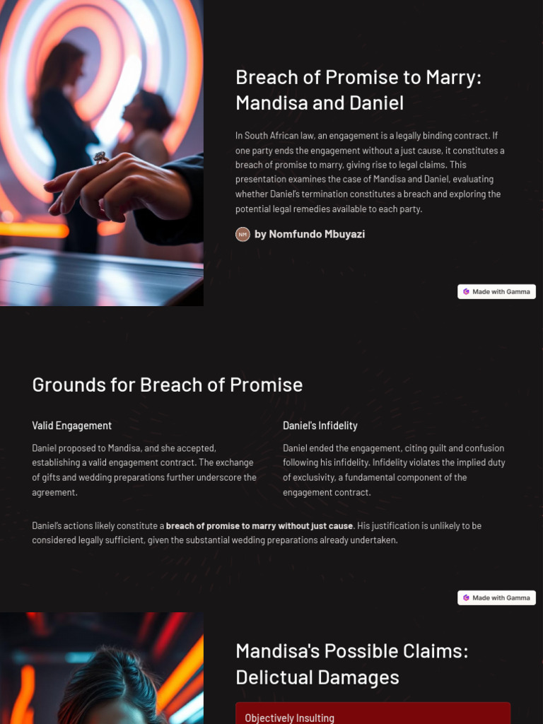 Breach of Promise To Marry Mandisa and Daniel | PDF | Breach Of ...
