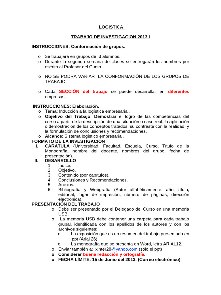 Instr TRAB LOG 2013 1 | PDF | Business