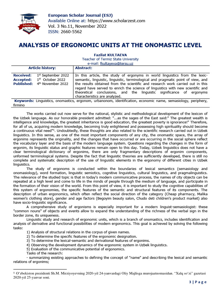 Analysis of Ergonomic Units at The Onomatopheia | PDF | Linguistics ...