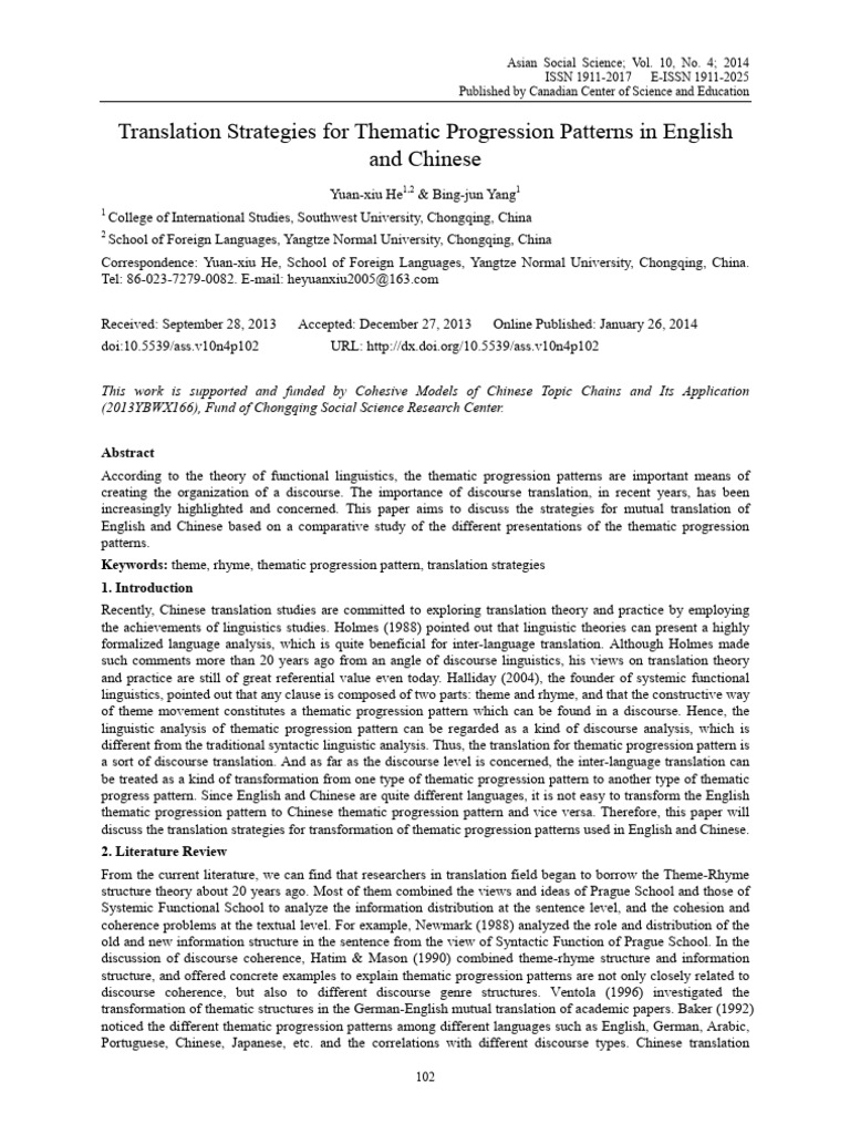 Translation Strategies For Thematic Progression Pa | PDF | Subject ...