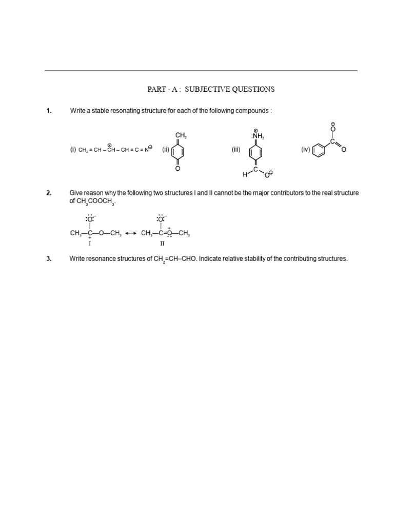 Stability Order of Resonance Structures Assignment | PDF | Molecules | Applied And ...