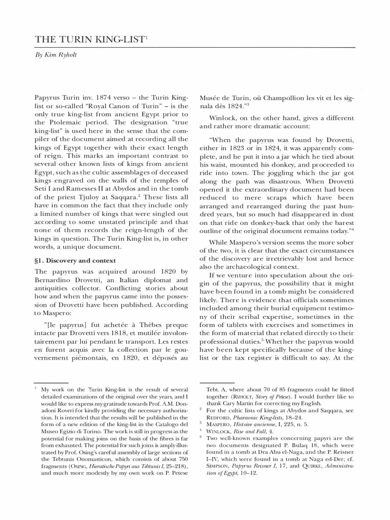 The_Turin_King_List | PDF | Egyptology | Ancient Egypt