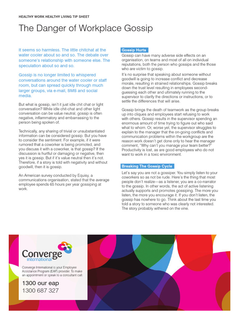 The Danger of Workplace Gossip | PDF | Social Psychology | Psychology