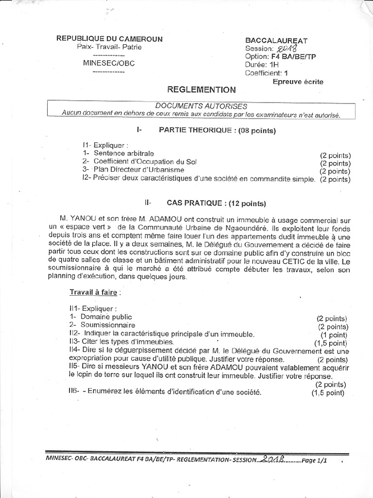 Orniformation Baccalaureat F4 2018 Epreuve Reglementation | PDF