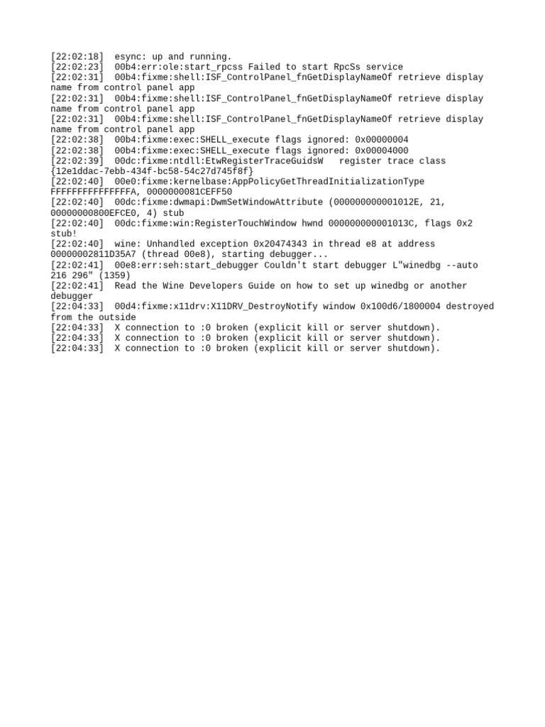 Wine Debugging Errors and Fixes | PDF