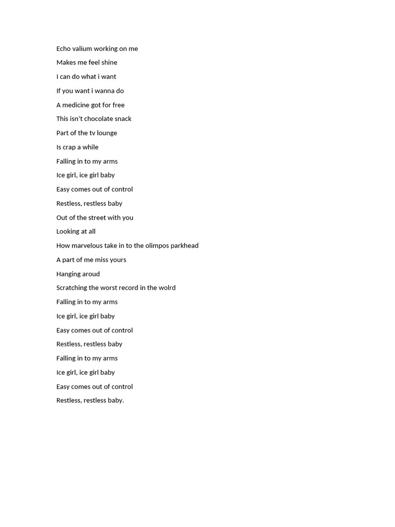 Echo Valium Working On Me | PDF