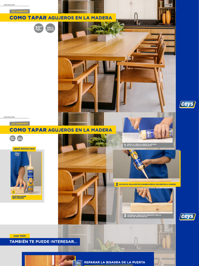 1 - BR - Reparación - Como Tapar Agujeros en La Madera TRZ | PDF