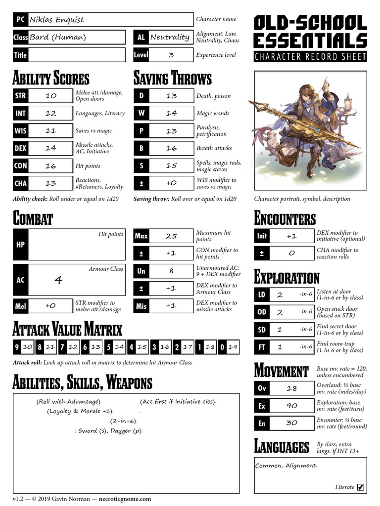 OSE Character Sheet 1 | PDF | Role Playing Games