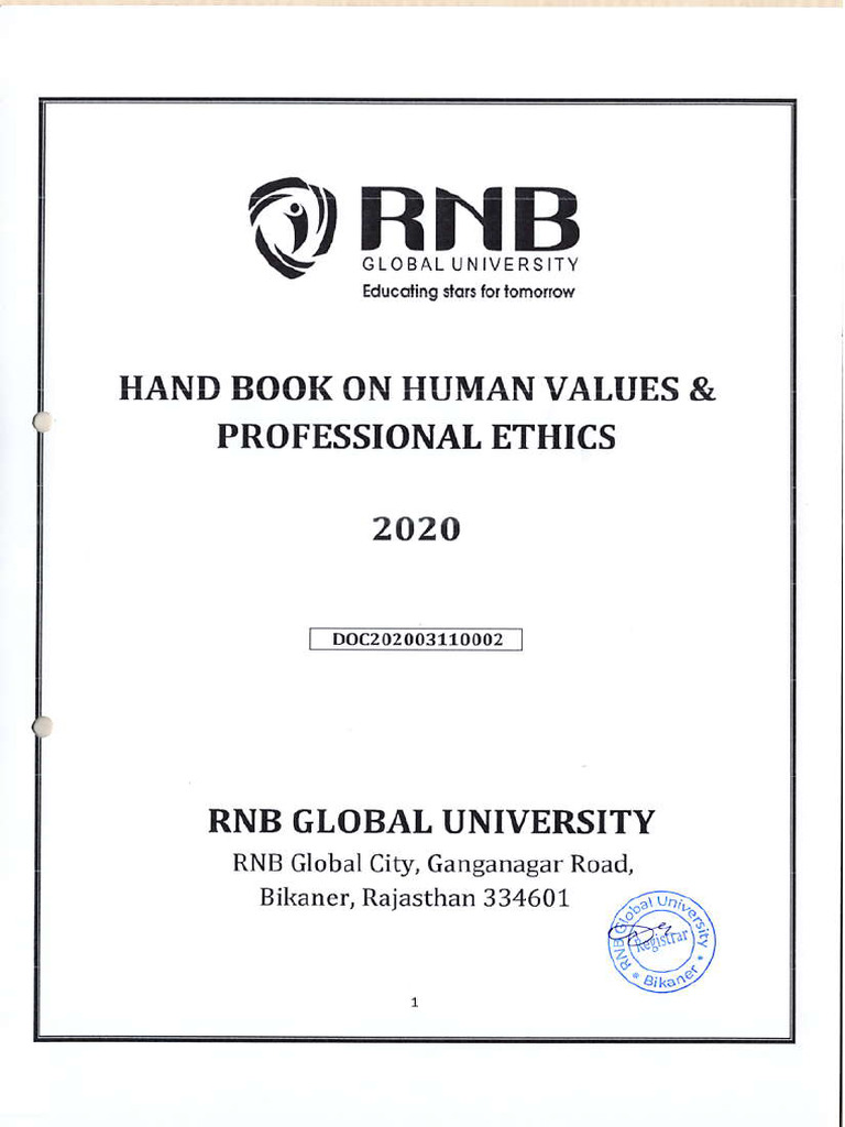Handbook on Human Values & Ethics | PDF
