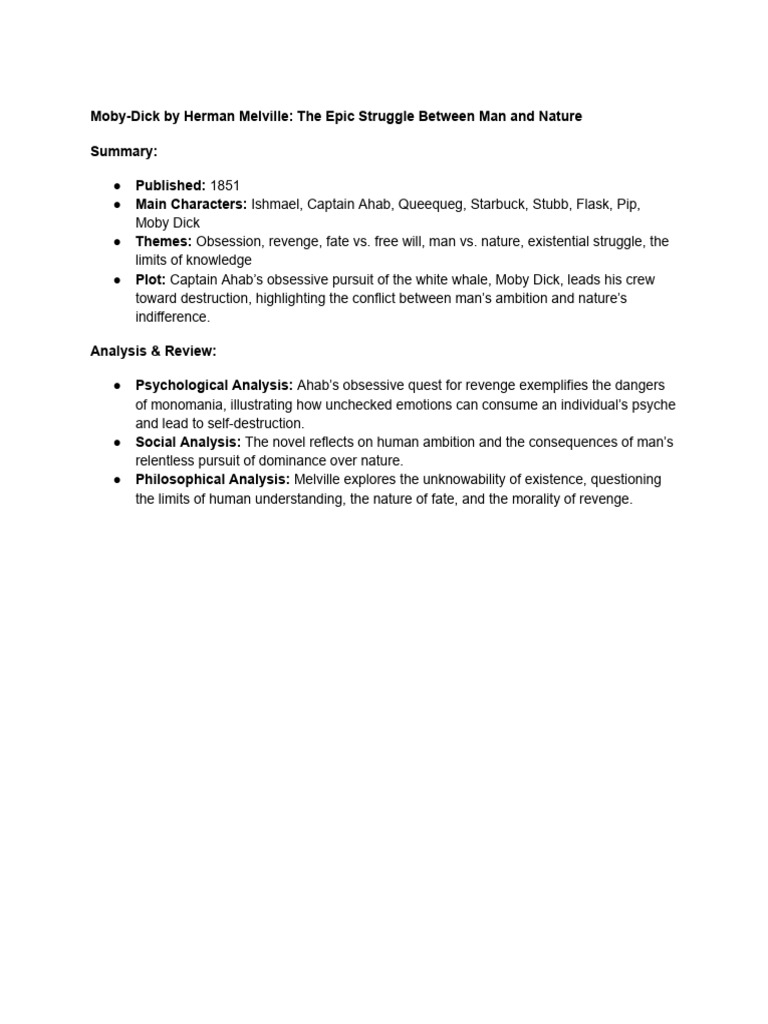 Moby-Dick Analysis | PDF