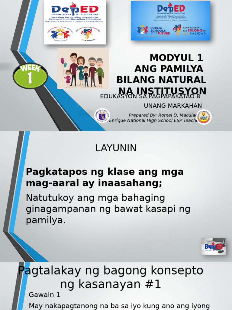 ESP 8 q1 Day 1 | PDF