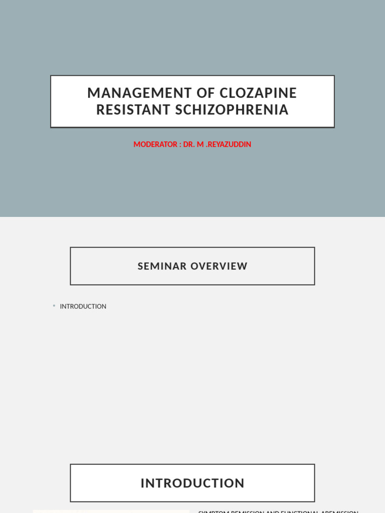 CLOZAPINE RESISTANT SCHIZ | PDF | Clozapine | Antipsychotic