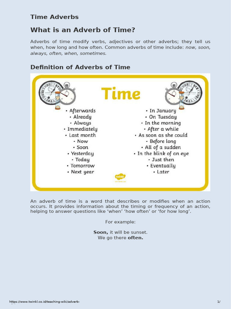 Understanding Adverbs of Time | PDF | Adverb | Linguistics