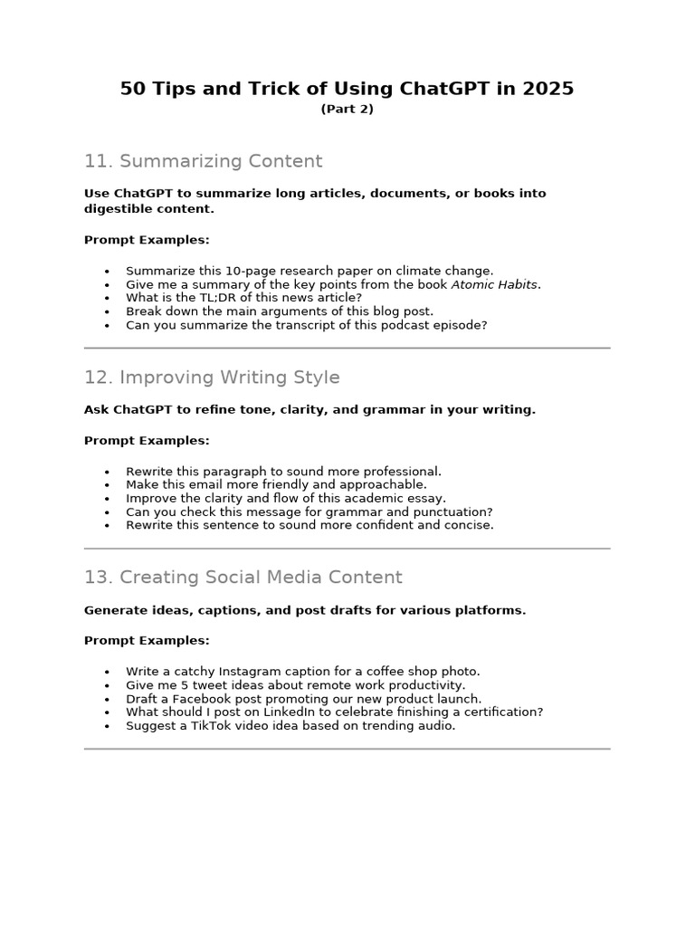 ChatGPT Tips for Beginners 2025 | PDF | Human Communication | Communication