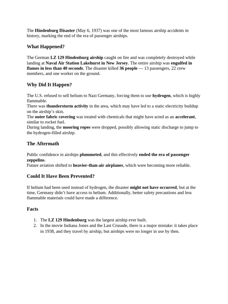 The Hindenburg disaster | PDF