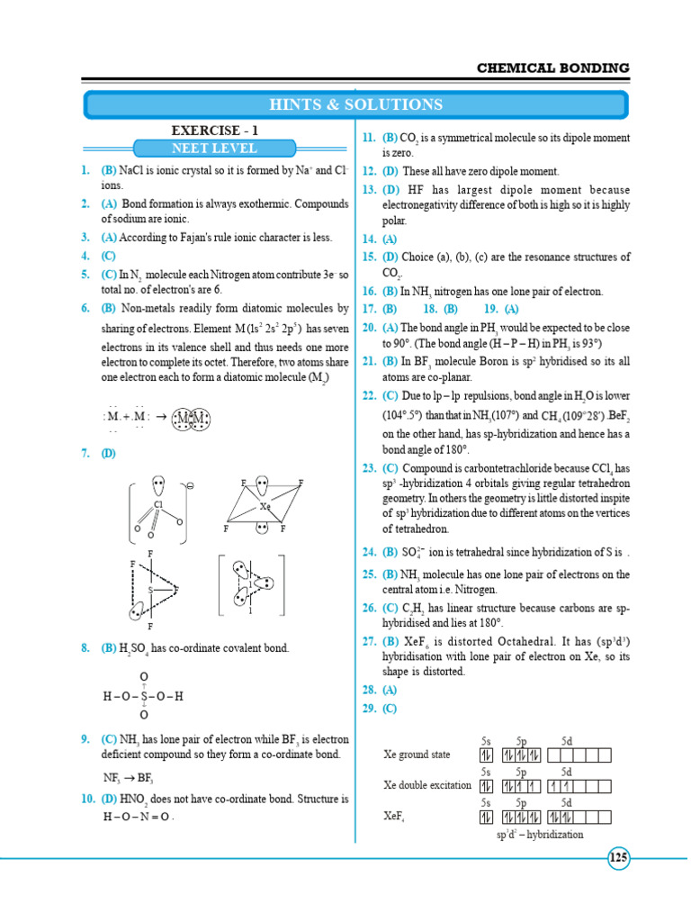 Chemical Bonding (Solution) | PDF | Chemical Bond | Chemical Polarity