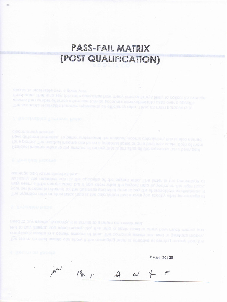 Pass-Fail Matrix | PDF