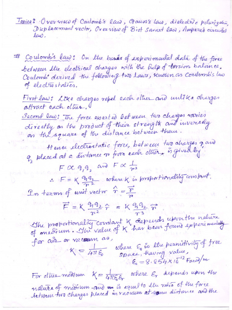 Electrostatics Notes | PDF