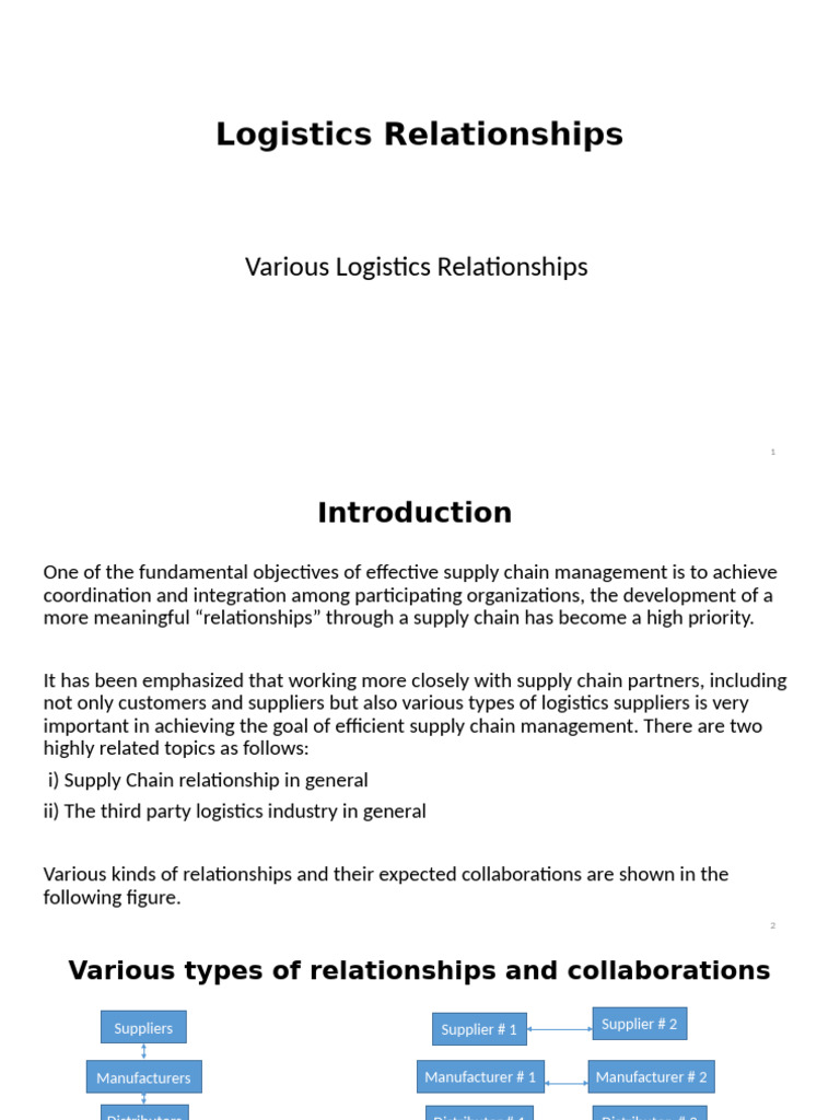 Logistics Relationships | PDF | Supply Chain | Logistics