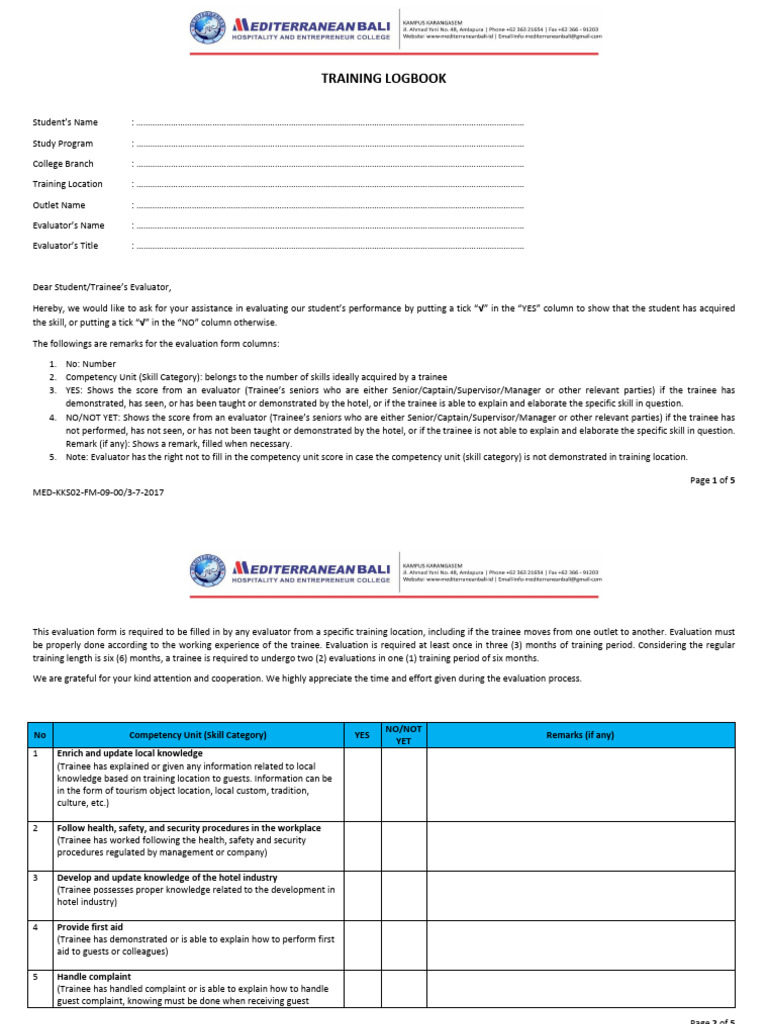 Sb 2 Form 09 -Logbook Hk - Eng | PDF