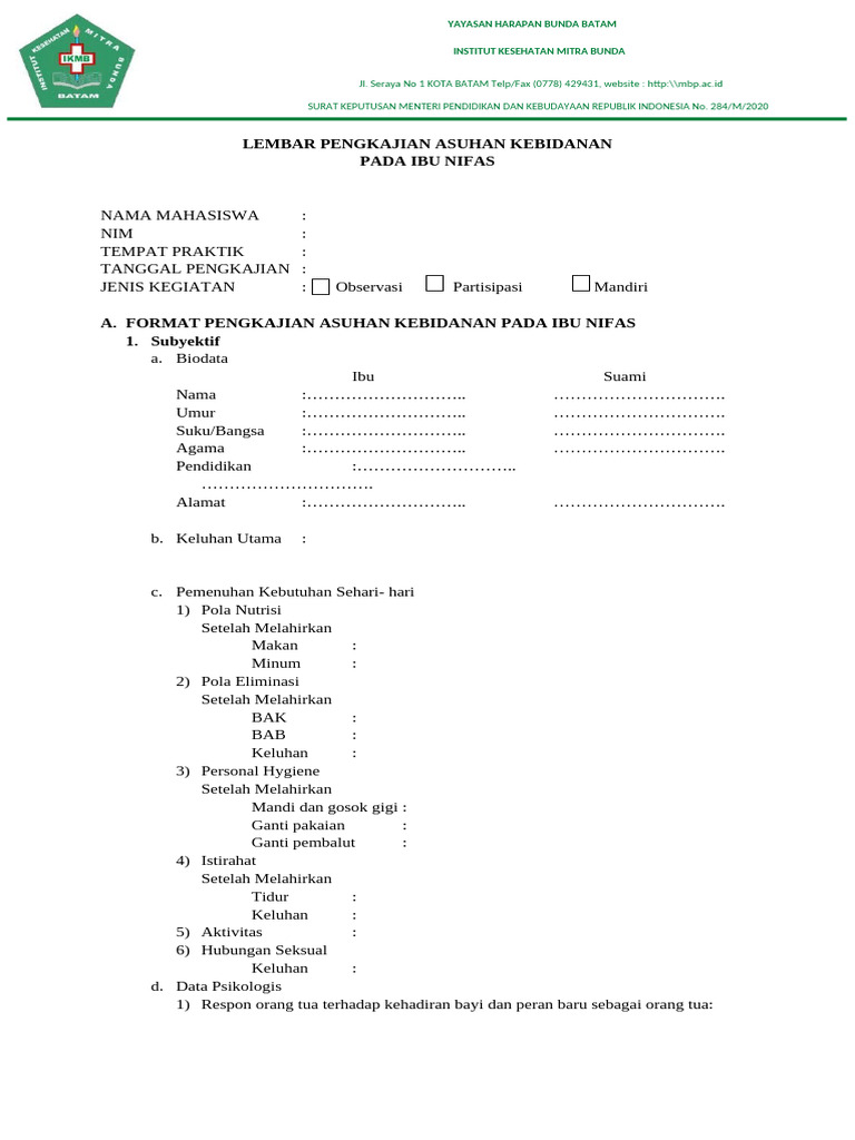 SOAP PNC KOSONG Salinan | PDF