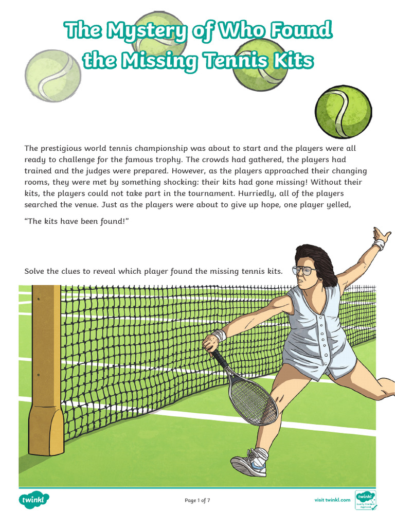 t2 M 254760 Year 5 The Mystery of The Missing Tennis Kit Wimbledon ...