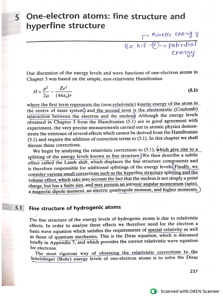 One Electron Atoms | PDF